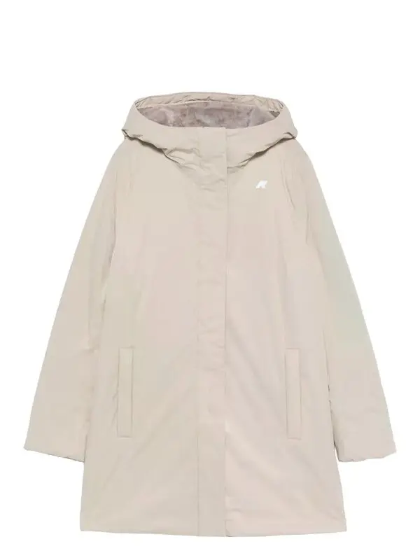 K-WAY Hooded Logo-patch Coat - Neutrals