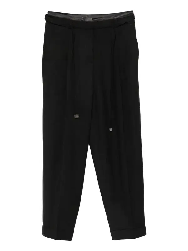 Peserico Tie-fastening Turn-up Trousers - Black