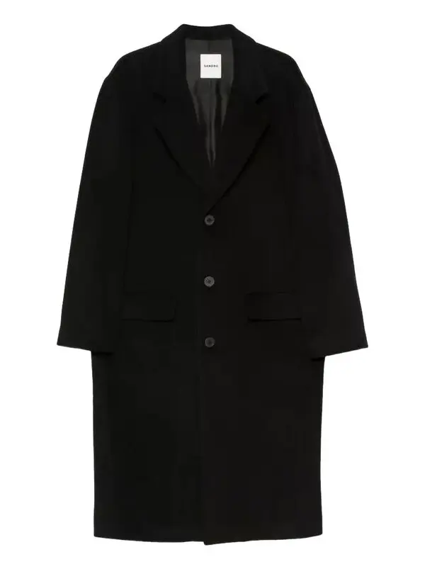 Sandro Single-breasted Overcoat - Black