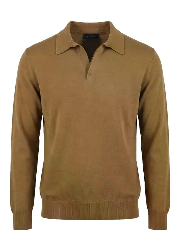 Sease Fine-knit Polo Sweater - Brown
