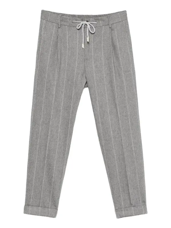 Eleventy Pinstripe Drawstring Waist Trousers - Grey