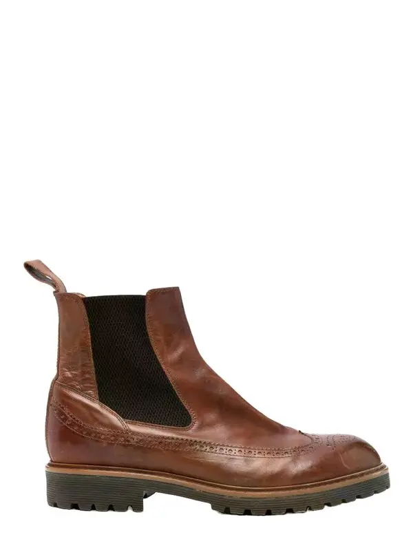 Eleventy Brogue Detail Chelsea Boots - Brown