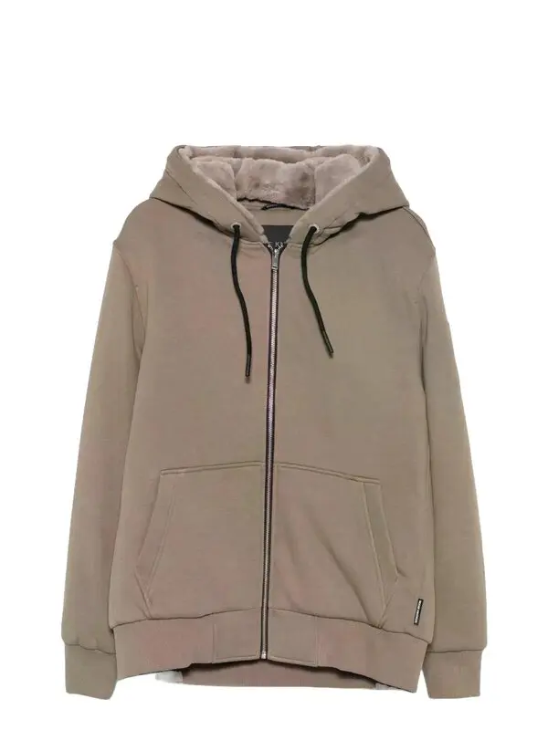 Moose Knuckles Logo Patch Zip-up Hoodie - Neutrals