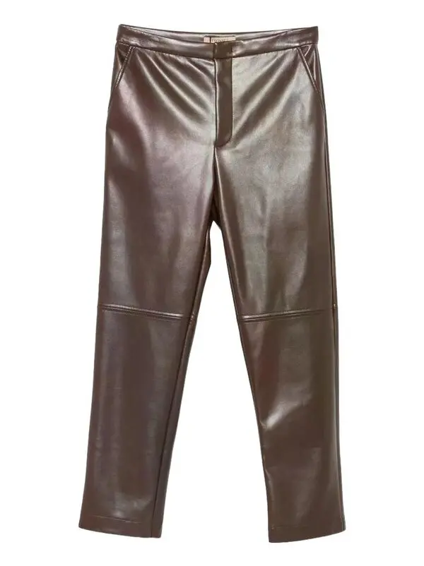 TWINSET Faux-leather Seam Detail Trousers - Brown