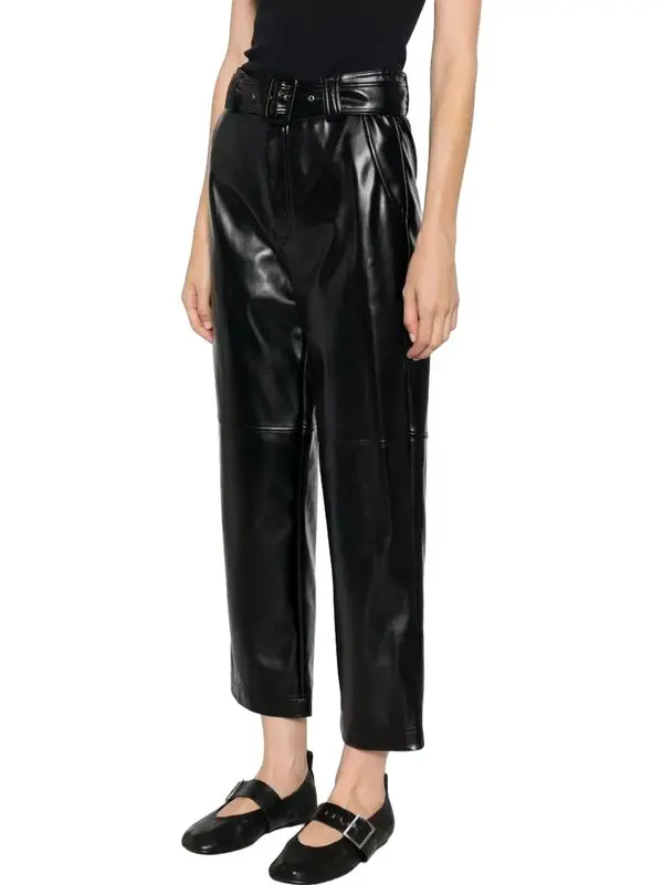 TWINSET Belted Faux-leather Trousers - Black