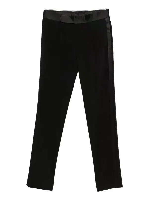 Giorgio Armani Satin-trim Pleated Trousers - Black