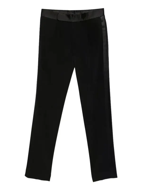 Giorgio Armani Satin-trim Pleated Trousers - Black