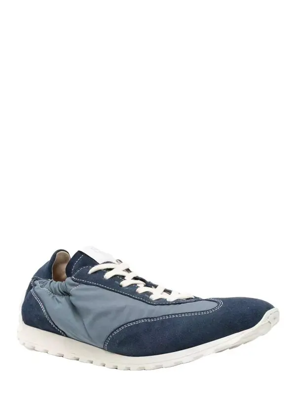 Eleventy Panelled Suede-trimmed Sneakers - Blue