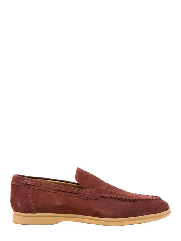 Eleventy Suede Loafers With Whipstitch Detail - Red