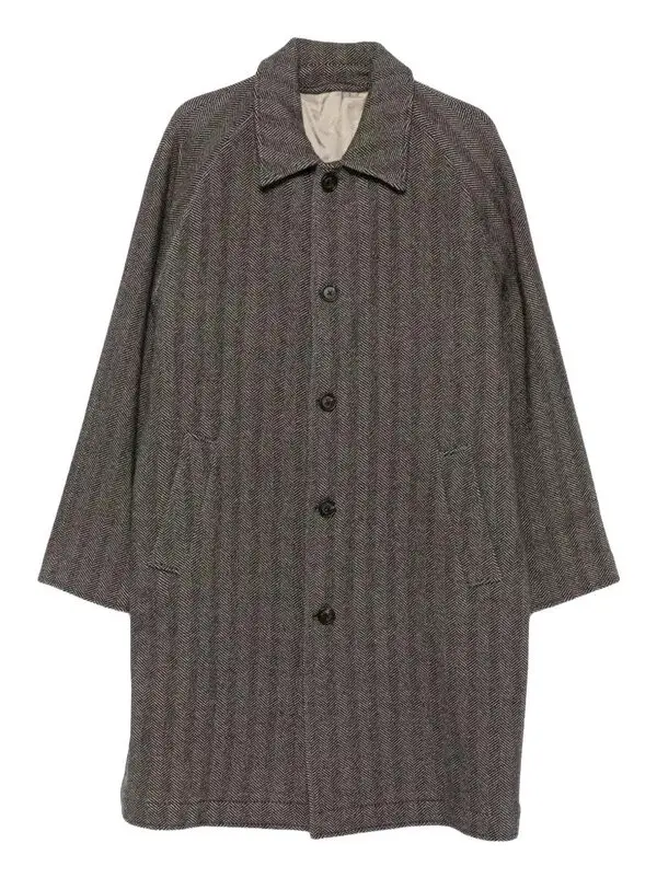 Eleventy Cashmere Herringbone Coat - Brown