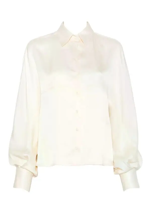 Brunello Cucinelli Balloon-sleeve Silk Shirt - Neutrals