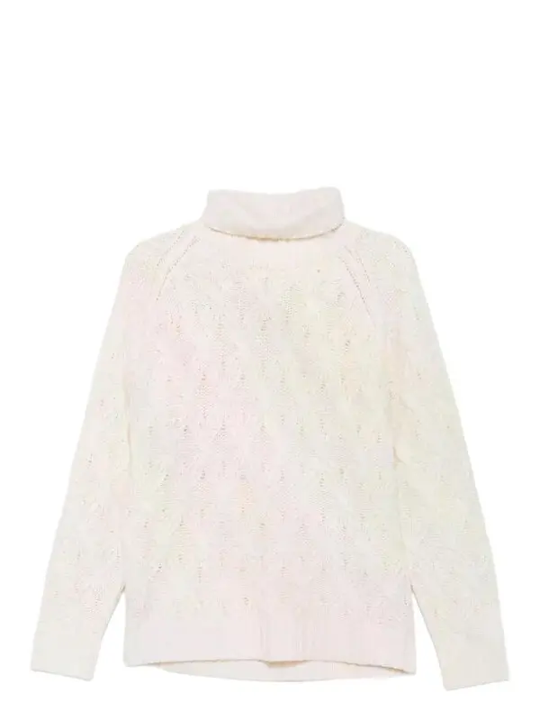 Eleventy Cable Knit Roll Neck Sweater - Neutrals