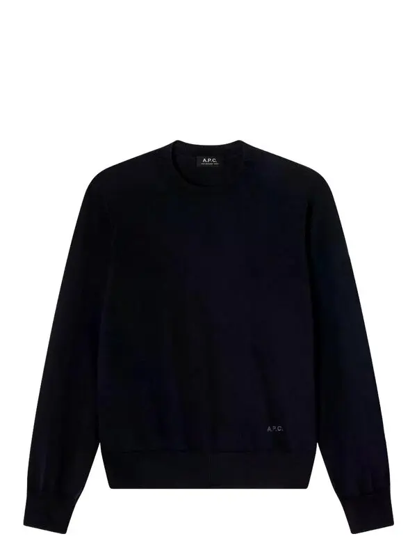 A.p.c. Logo-embroidered Wool Crew Neck Sweater - Blue