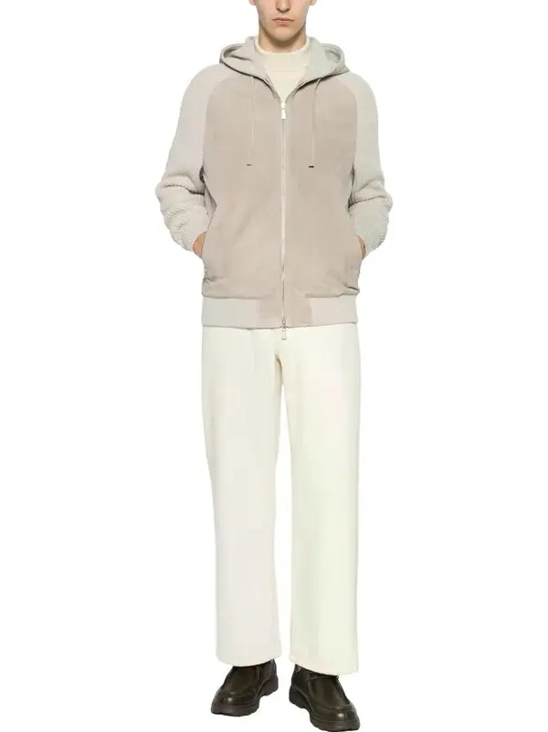 Eleventy Suede Panelled Jacket - Neutrals