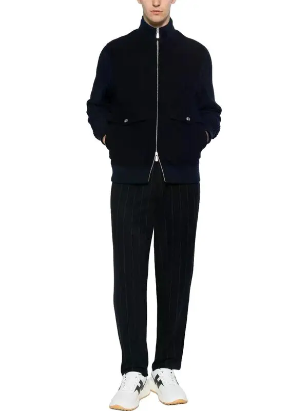 Eleventy Ribbed-knit Panelled Jacket - Blue