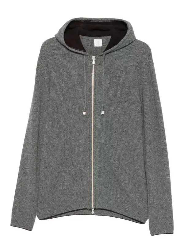 Eleventy Cashmere Zip-up Hooded Cardigan - Grey