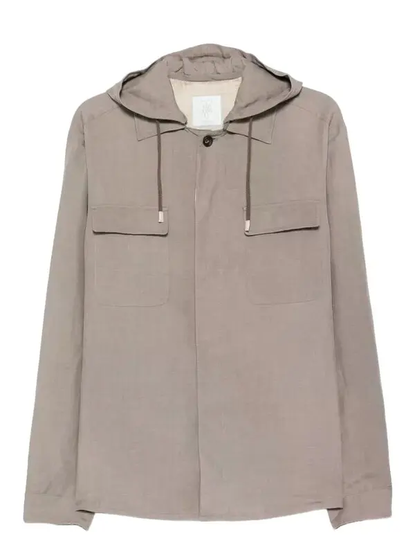 Eleventy Hooded Jacket With Chest Flap Pockets - Green