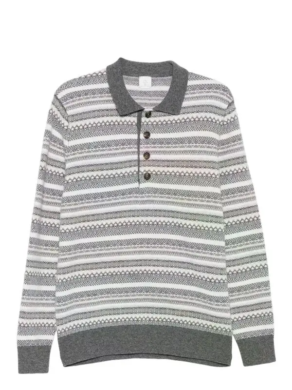 Eleventy Geometric-print Polo Shirt - Grey