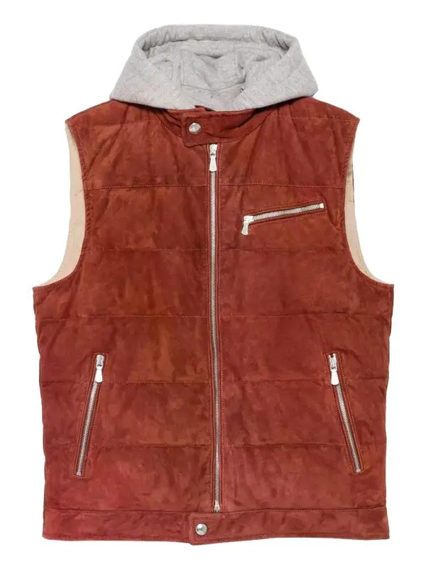 Eleventy Suede Gilet - Red