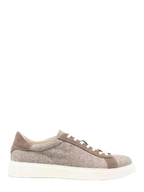 Eleventy Suede-trimmed Panelled Sneakers - Neutrals