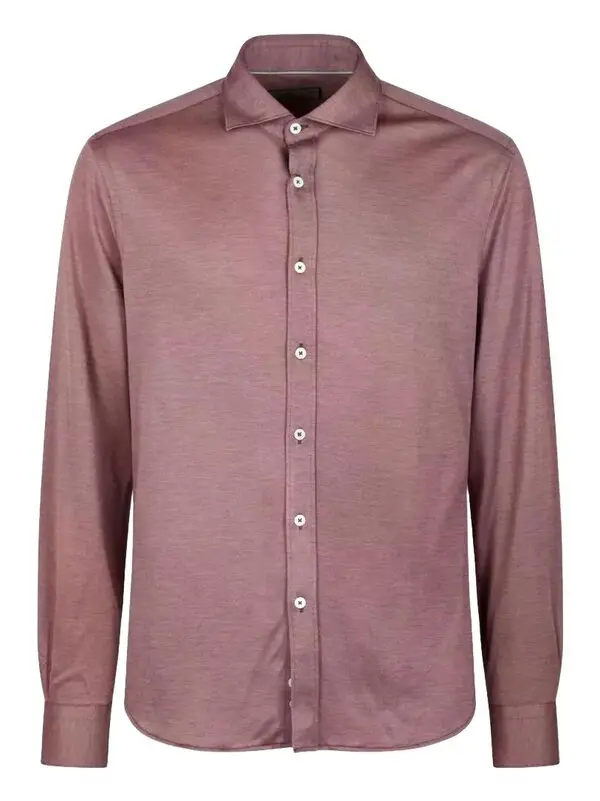 Canali Piqué Long-sleeve Shirt - Pink