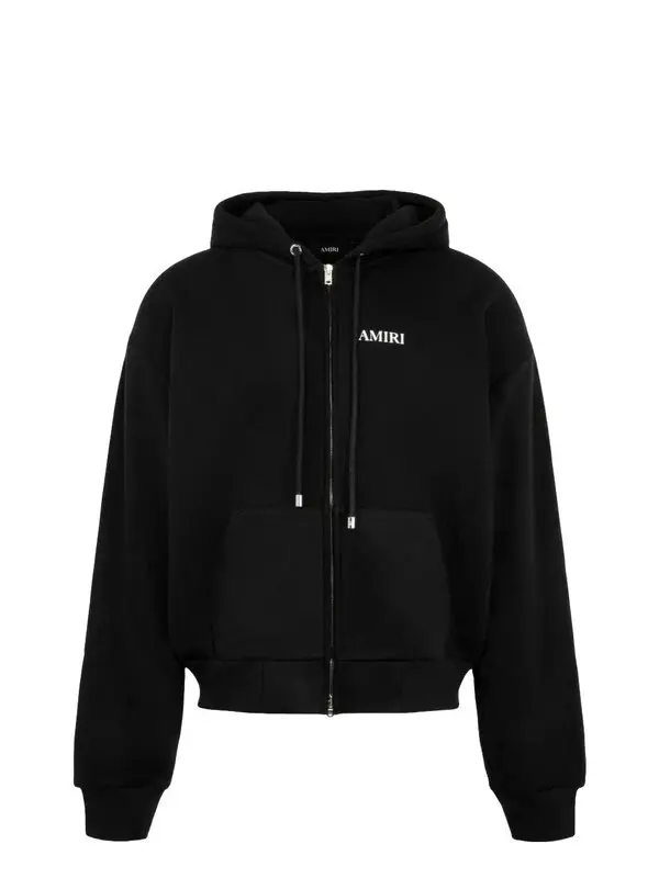 Amiri Relaxed Zip-up Hoodie With Logo Detail - Black