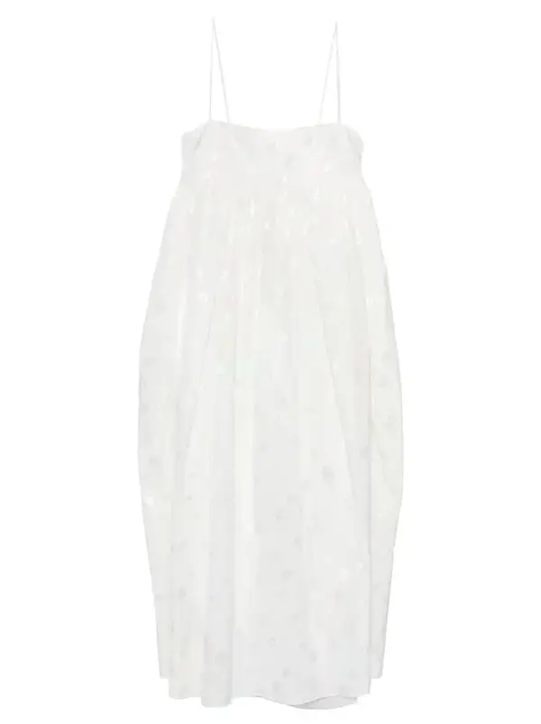 Cecilie Bahnsen Vilma Embroidered Bow Detail Dress - White