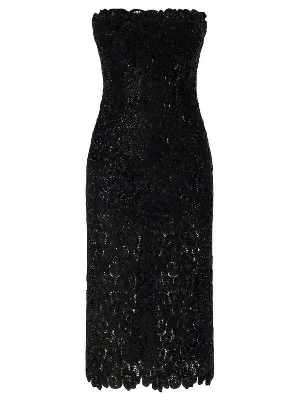 Ermanno Scervino Crystal-embellished Lace-knit Midi Dress - Black