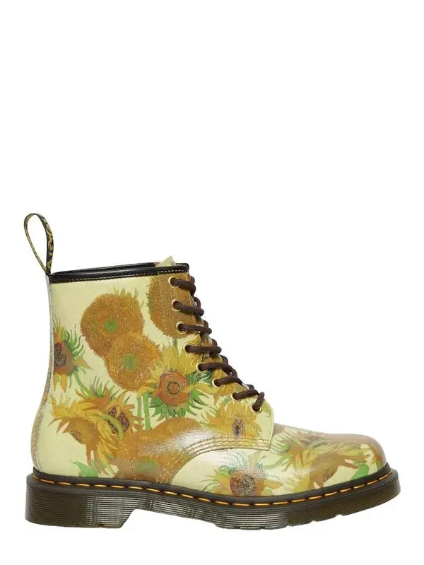 Dr. Martens 1460 Van Gogh Sunflowers Lace Up Boots - Yellow/backhand
