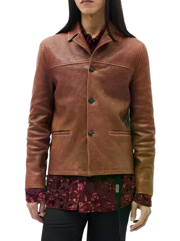 ANN DEMEULEMEESTER Leather Jacket - Brown
