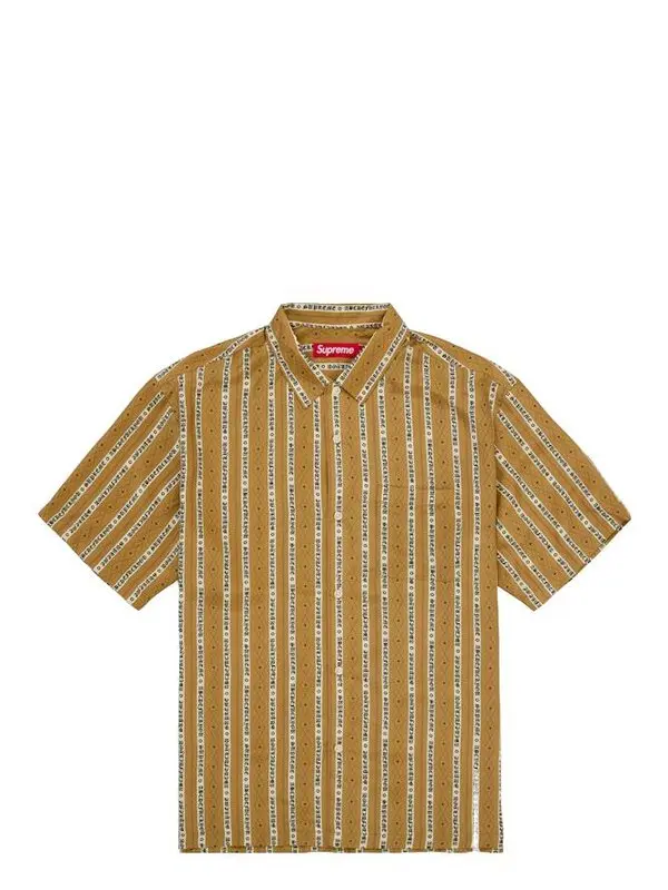 Supreme Old English Stripe Silk Short Sleeve Shirt - Yellow