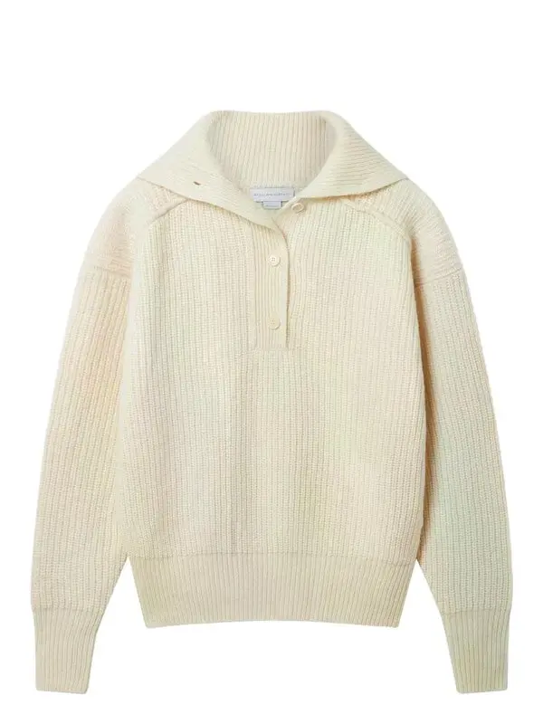 Stella McCartney Ribbed Knit Spread Collar Sweater - Neutrals