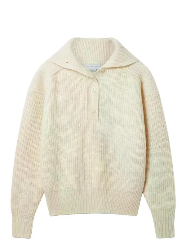 Stella McCartney Ribbed Knit Spread Collar Sweater - Neutrals