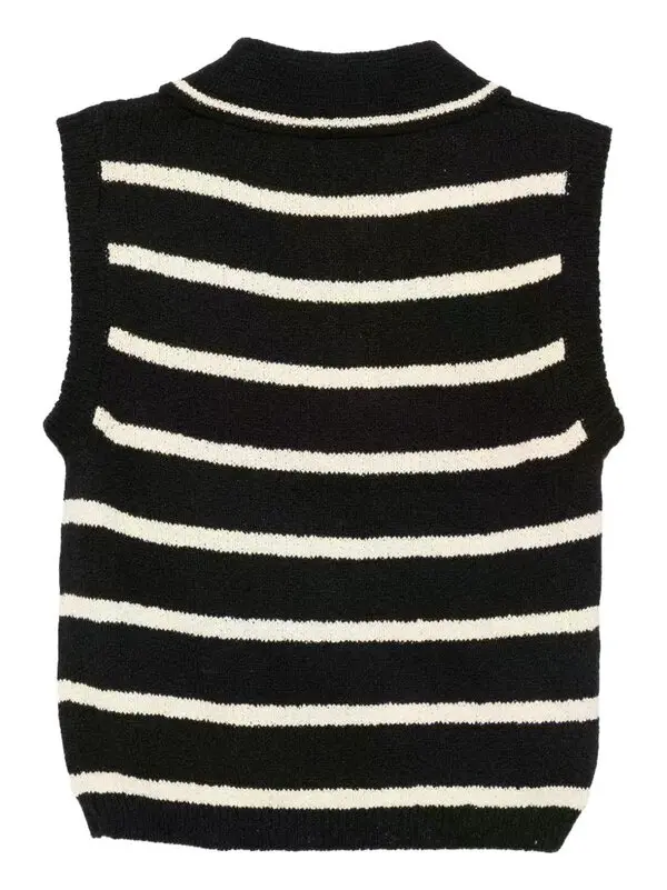 Altuzarra Striped Sleeveless Polo Top - Black