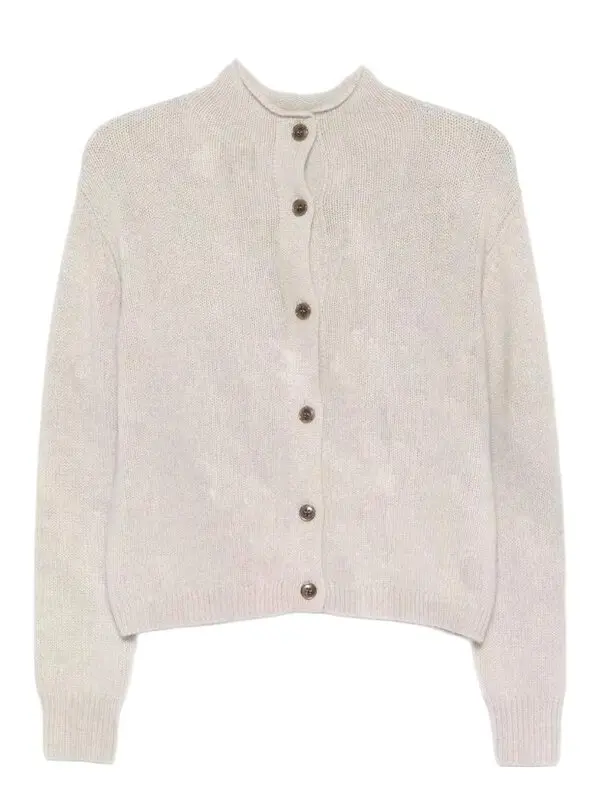 LISA YANG Crew Neck Cardigan - Neutrals