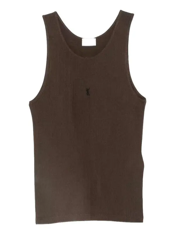 Saint Laurent Ribbed-knit Tank Top - Brown
