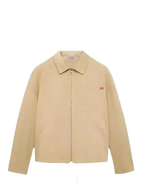 Loewe Zip-up Jacket With Embroidered Logo - Neutrals