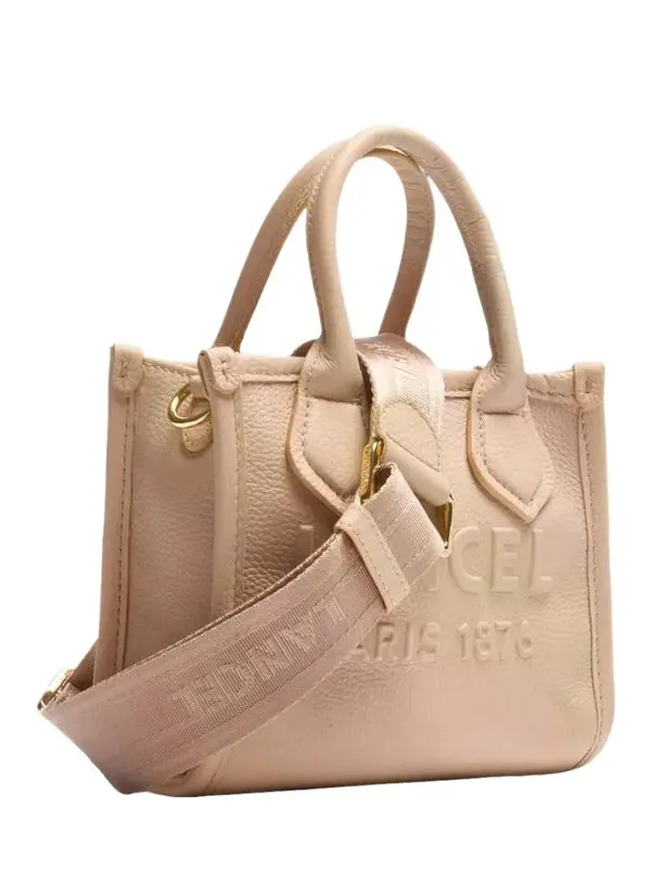 LANCEL Grained Leather Tote Bag With Embossed Logo - Neutrals