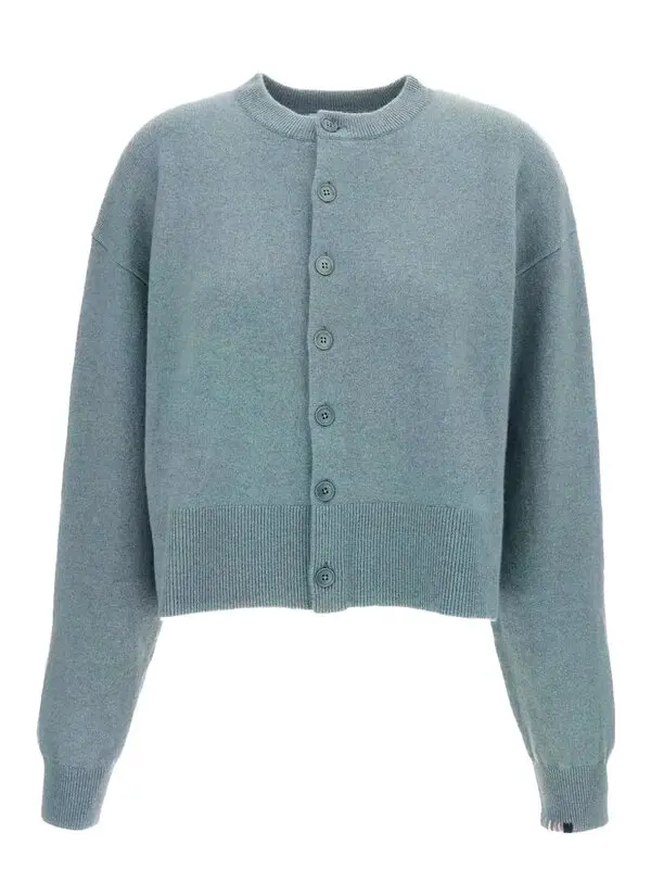 Extreme Cashmere Crew-neck Button-up Cardigan - Blue