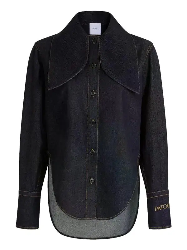 PATOU Denim Bow Collar Shirt - Blue