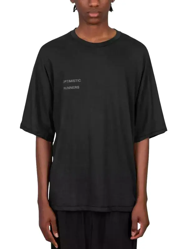 OPTIMISTIC RUNNERS Logo-print T-shirt - Black