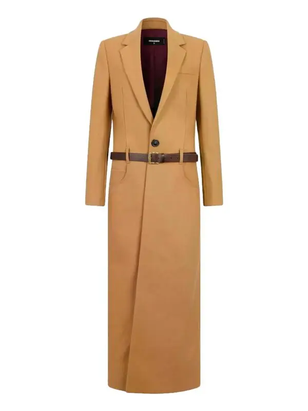 Dsquared2 Wool Felt Belted Coat - Neutrals