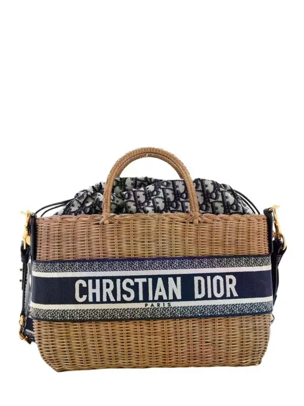 Dior Wicker And Oblique Canvas Tote Bag - Neutrals