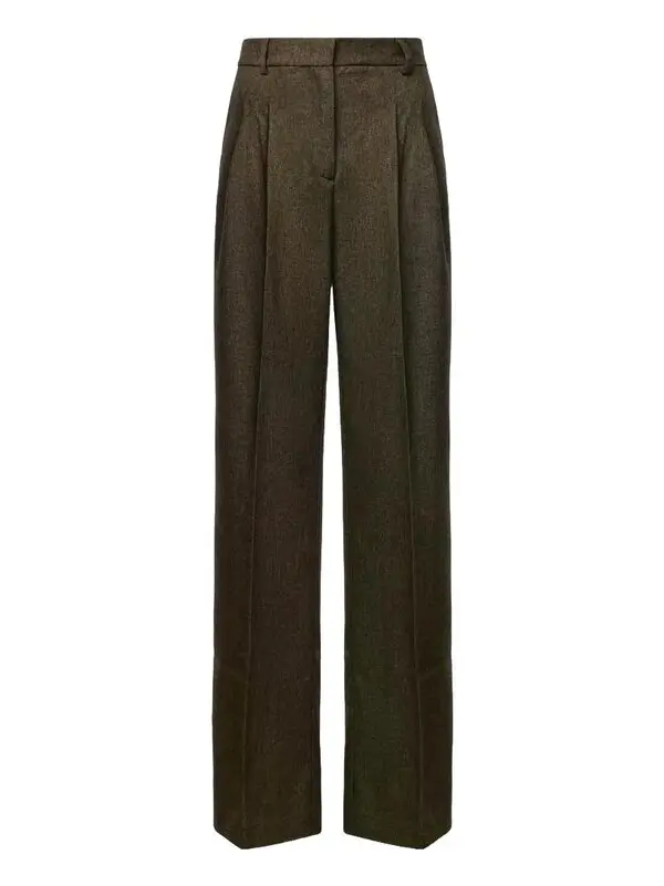 Andamane Pleated Tailored Trousers - Brown