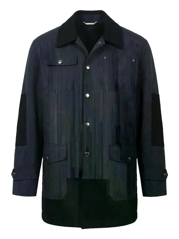 Valentino Garavani Pinstripe Panelled Coat - Blue