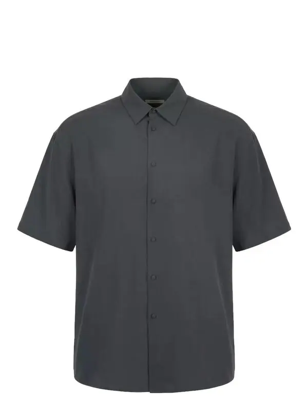 Valentino Garavani Short-sleeve Leather Shirt - Grey