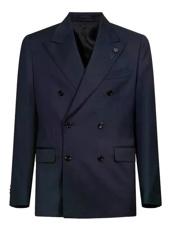 LARDINI Peaked-lapel Double-breasted Suit - Blue