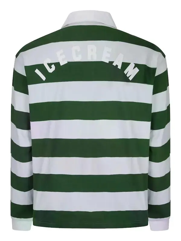 ICECREAM Cones & Bones Striped Rugby Polo Shirt - Green