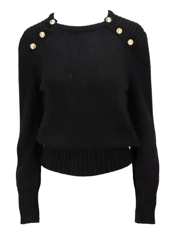 Isaia Button-embellished Crew Neck Sweater - Black