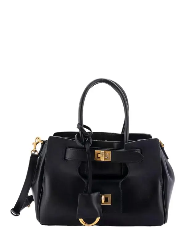 Balenciaga Bel Air" Carry All Leather Mini Tote Bag - Black